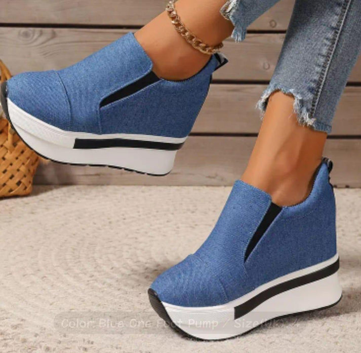 Thick sole high wedge slip on 4 inches high shoes – CSS China Shoes Store